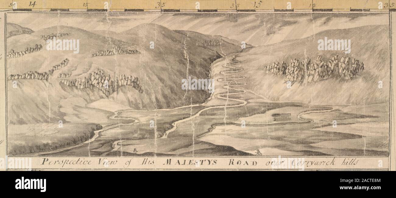 A perspective view of His Majesty's road over Corryarick Hills. Image ...