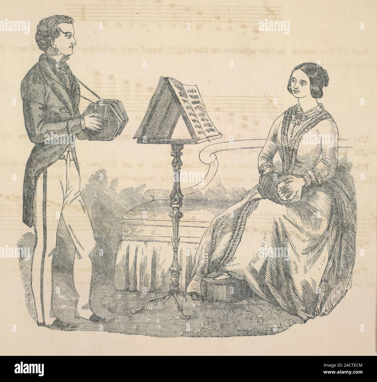 A man and woman playing the concertina. Image taken from Chidley's ...