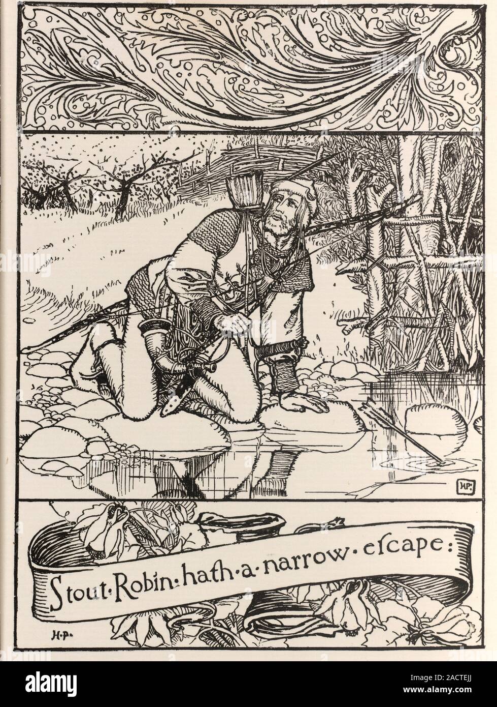 Robin Hood, Robin hath a narrow escape. Robin Hood in danger. Image ...