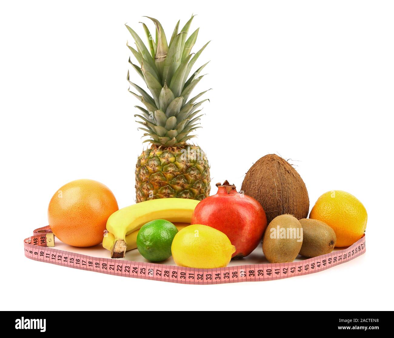 Tape measure and fruit composition Stock Photo - Alamy