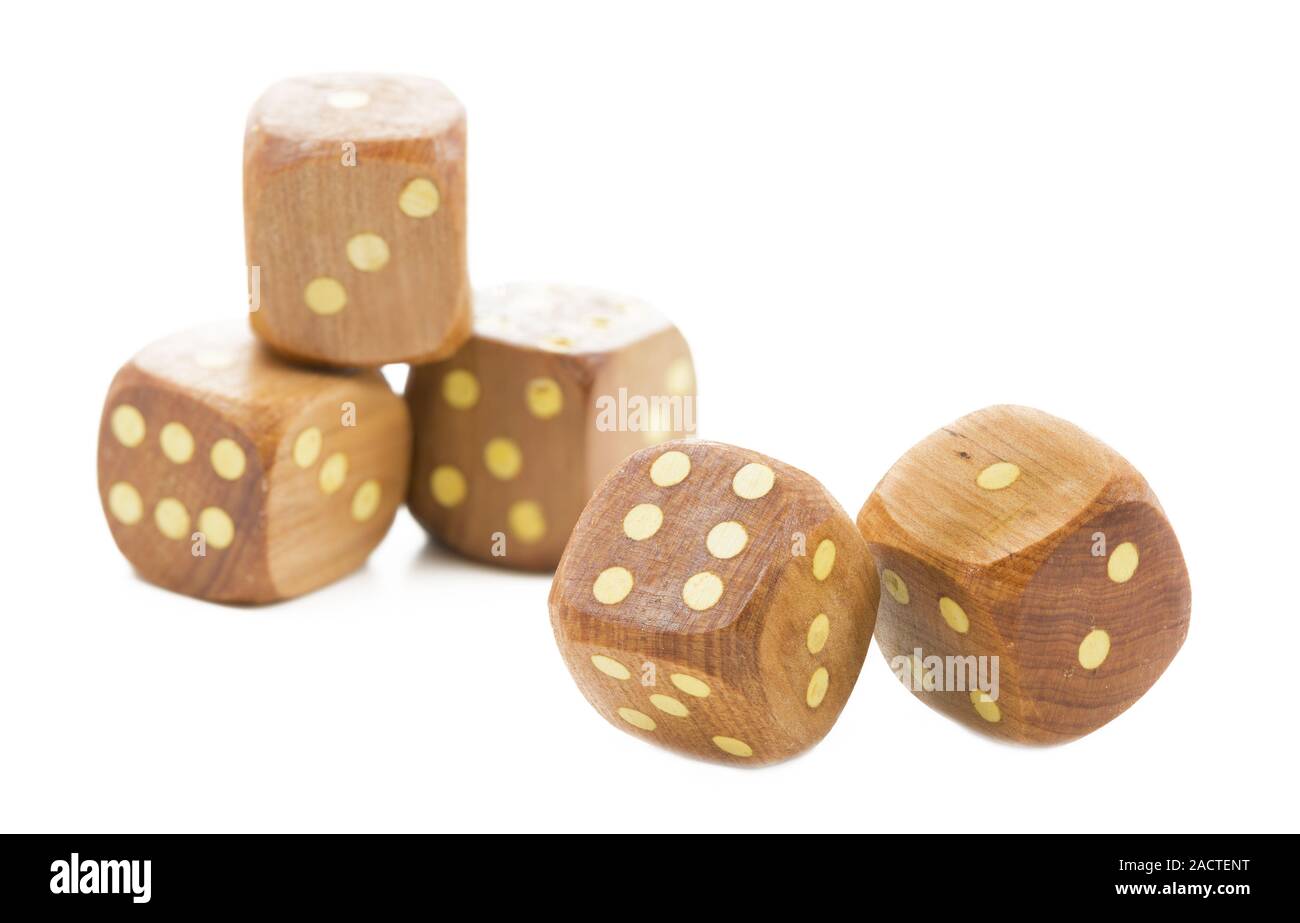 Wooden dice, handmade Stock Photo - Alamy