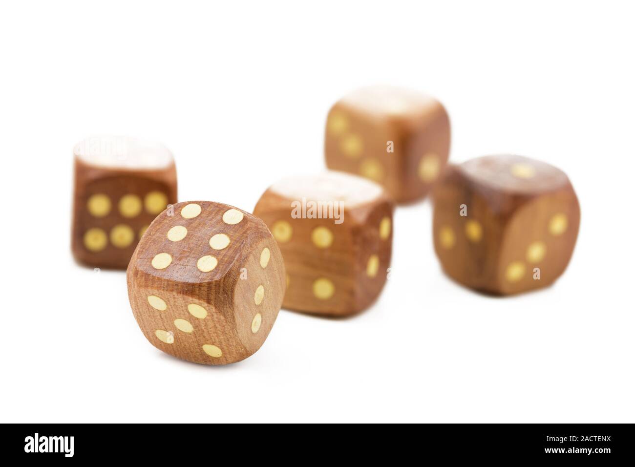 Wooden dice, handmade Stock Photo - Alamy