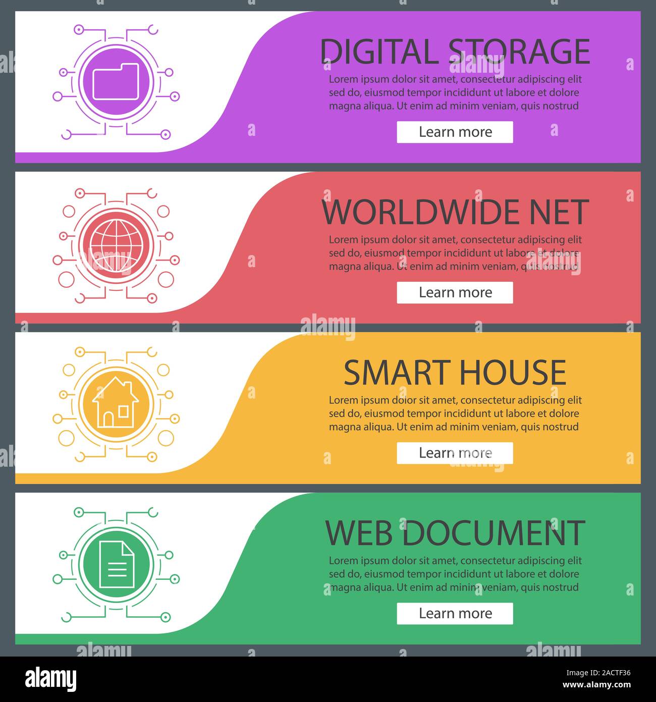 Digital banner templates set. Cyber technology. Folder, worldwide net ...