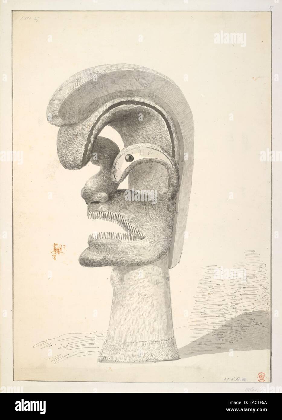 The Hawaiian war god, Ku, Whole drawing Drawing of an idol, made of ...