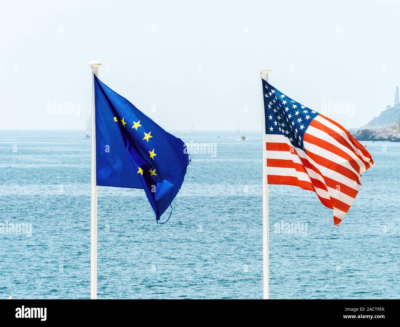 Flags of the EU and the USA Stock Photo - Alamy