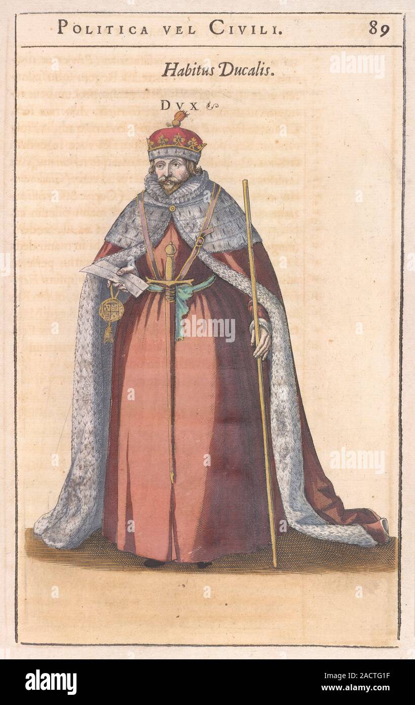 Habitus Ducalis a man weairng a brown ermine trimmed garment, and a ...