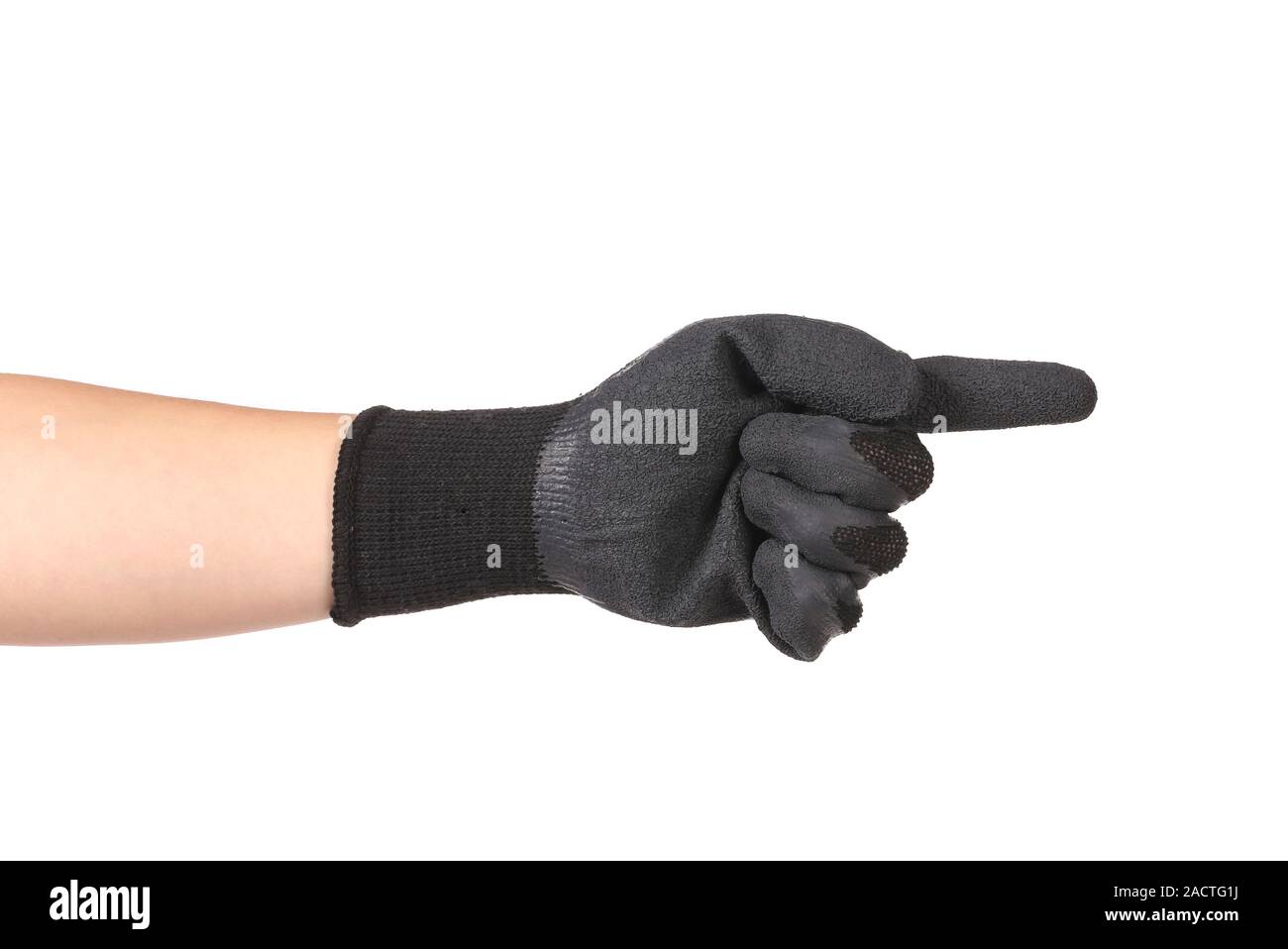 Gloved hand indicating the direction Stock Photo - Alamy