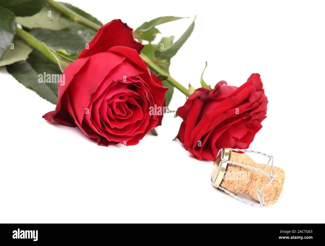 Closeup of two roses and a cork Stock Photo - Alamy