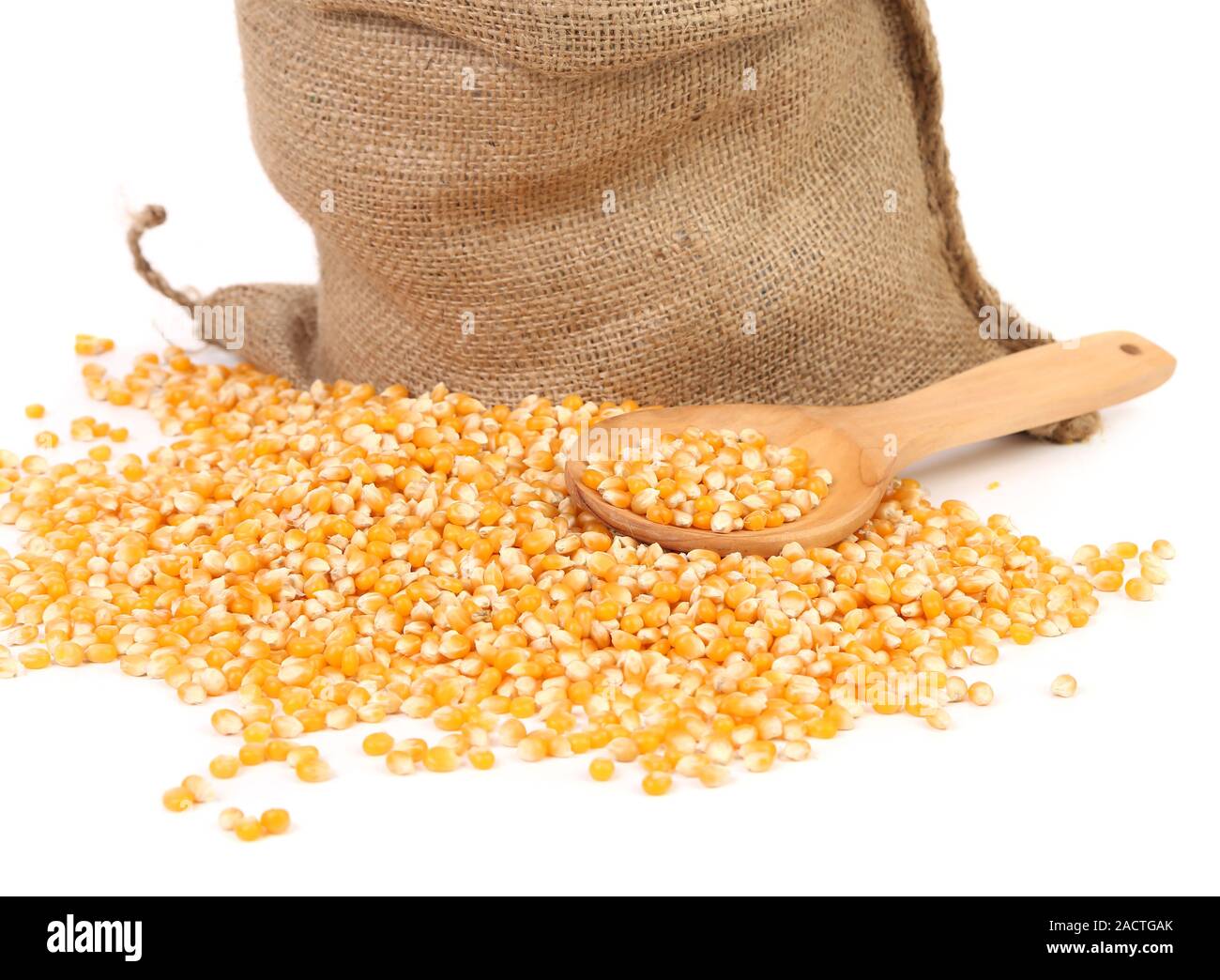 Sack with corn grains Stock Photo - Alamy