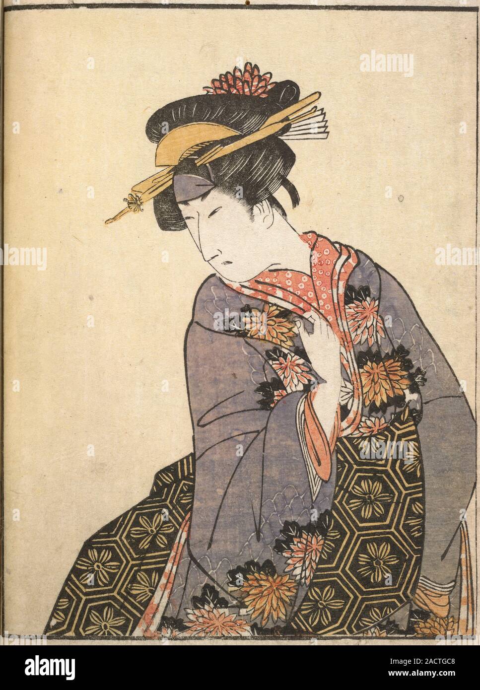 Kabuki actor in female role. Image taken from Yakusha Konote Kashiwa ...