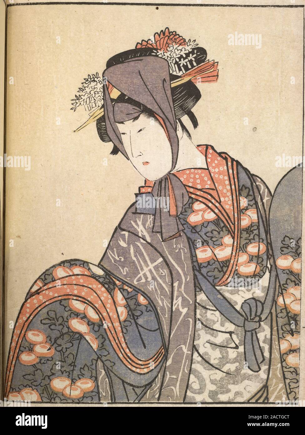 Kabuki actor, in a female role. Image taken from Yakusha Konote Kashiwa ...