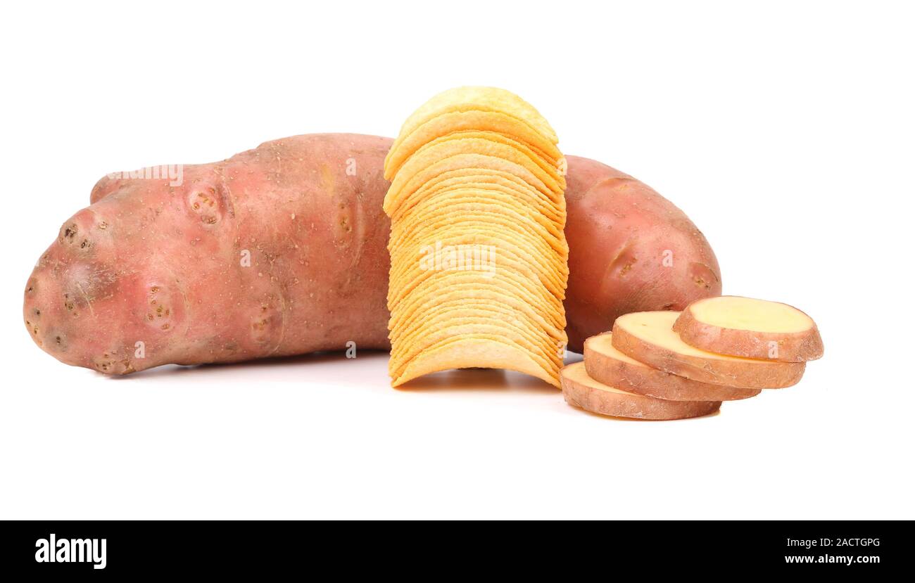 Tubers of potato slices and stack chips Stock Photo - Alamy