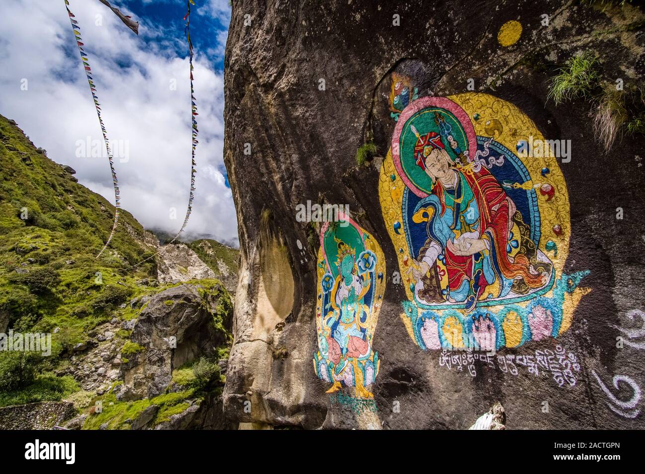 Big Mani Stones with colorful religious paintings, located at the ...