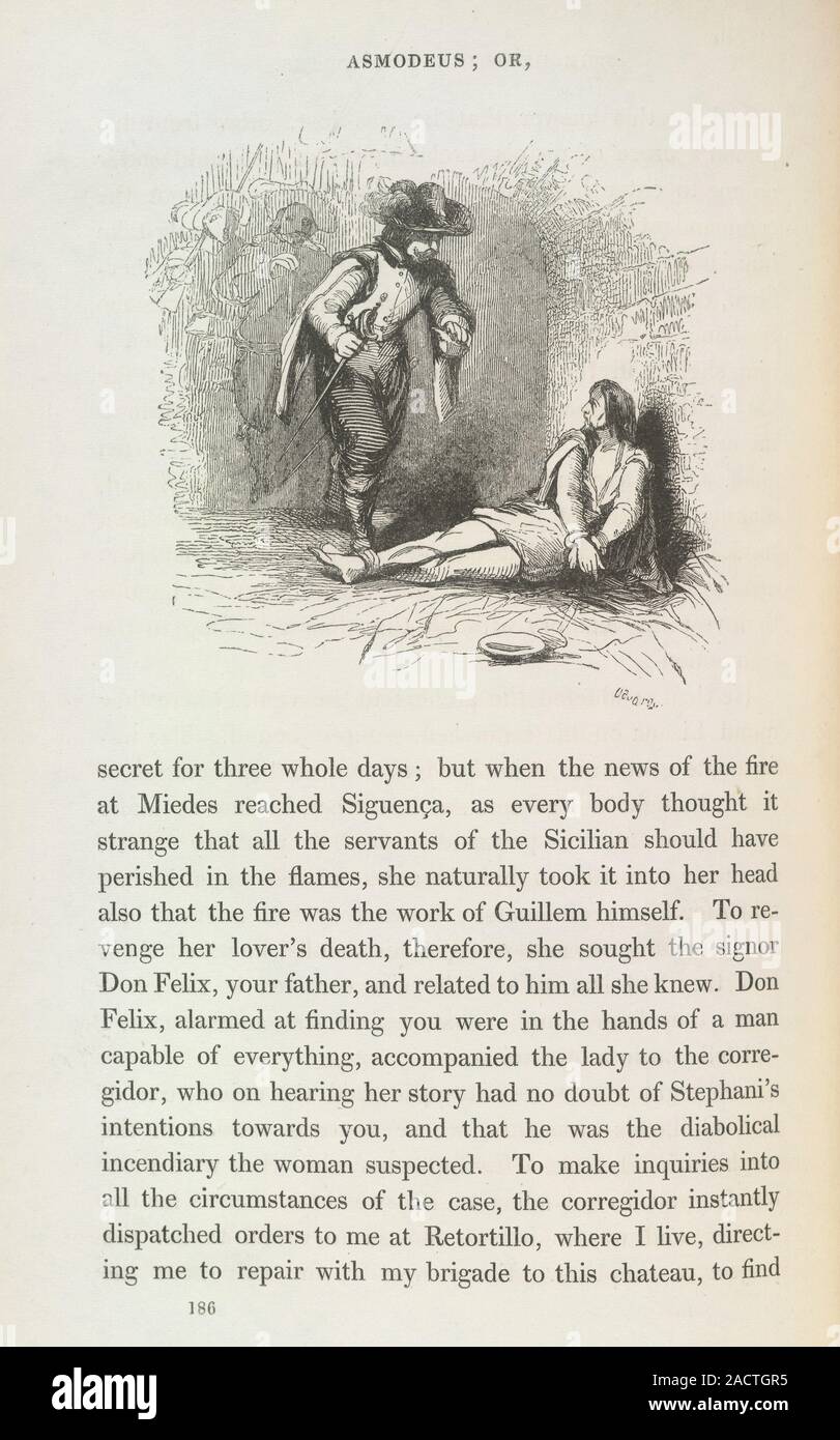 Illustration of Asmodeus or the devil with two sticks Stock Photo - Alamy