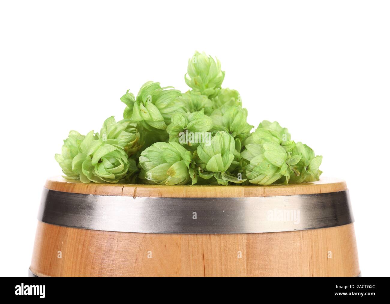 Hop flowers on a barrel Stock Photo - Alamy