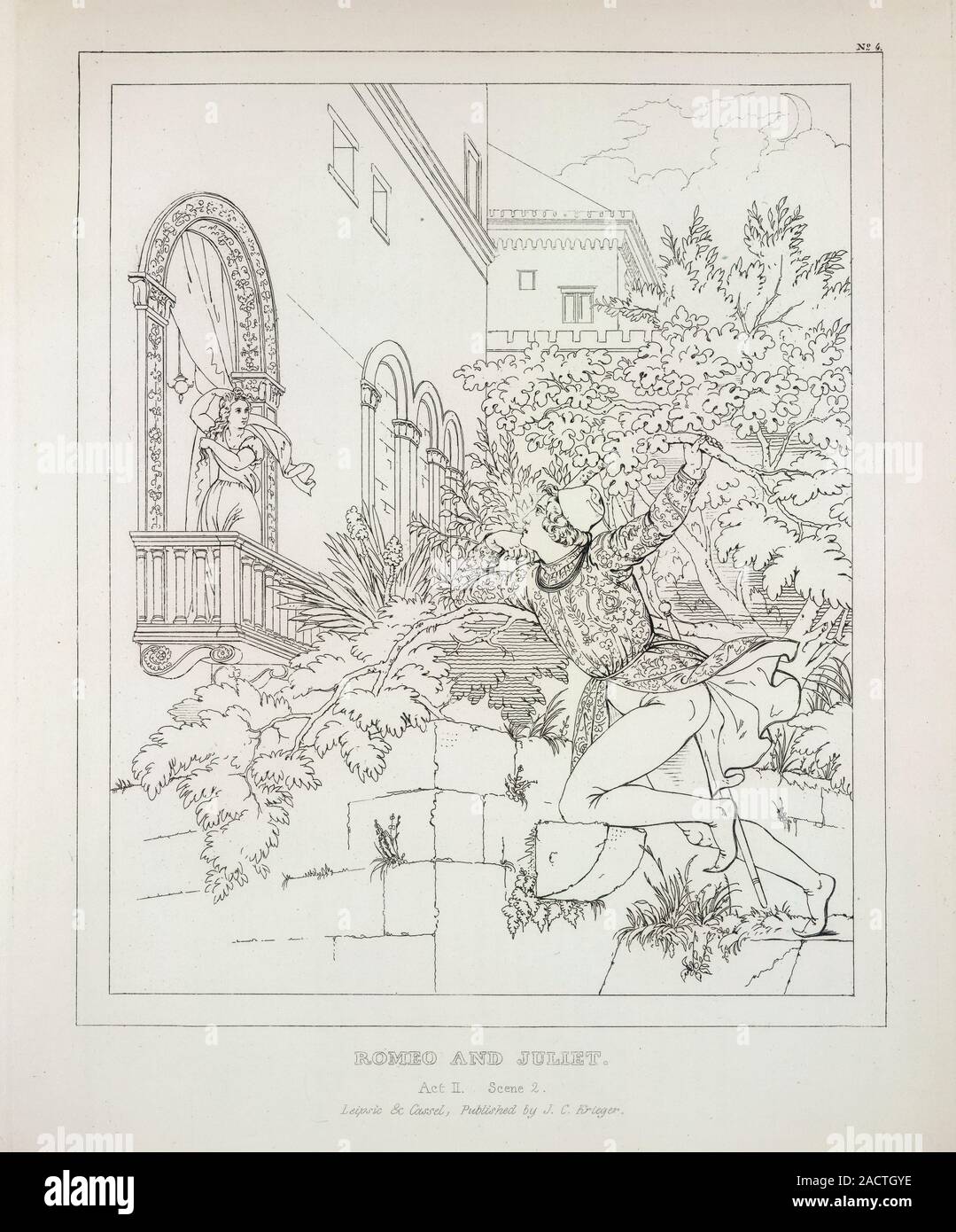 Romeo and Juliet, Romeo and Juliet: outline engraving after L.S. Ruhl ...