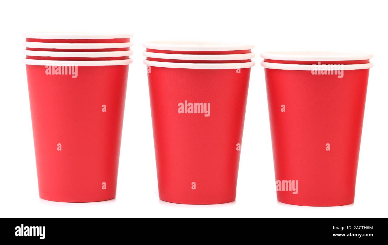 Three red plastic cups Stock Photo - Alamy