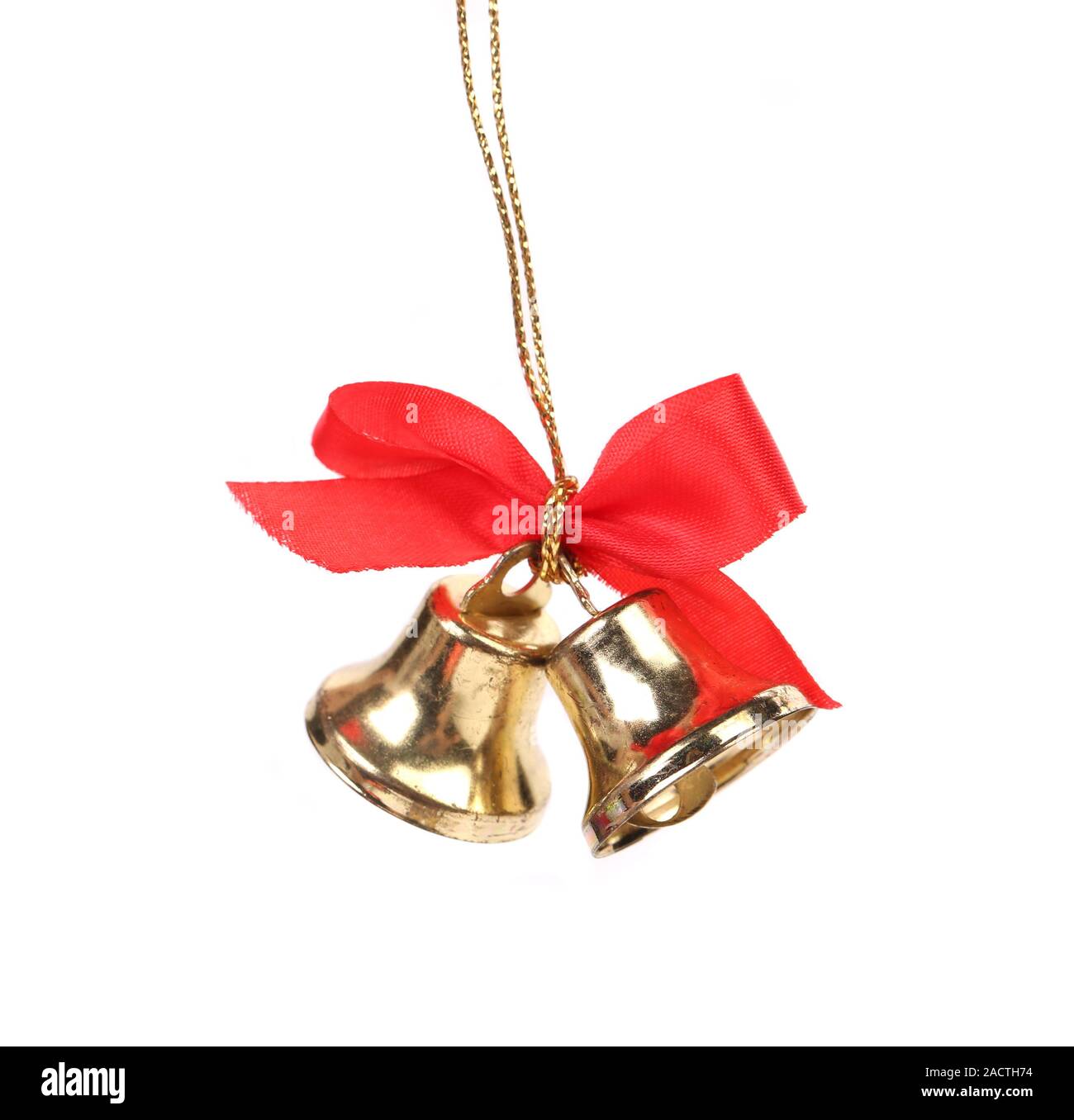 Jingle bells with red ribbon Stock Photo - Alamy