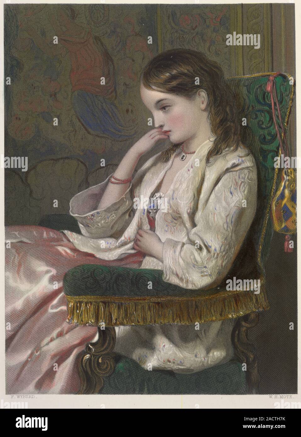 Lady Flora, Lady Flora. Portrait of a young woman. Illustration for a poem, 'The Day-dream' by ...