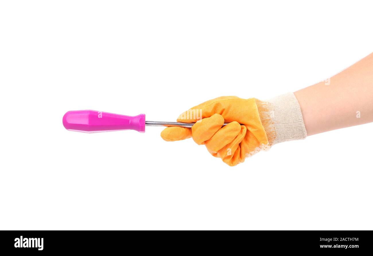 Hand holding screwdriver Stock Photo - Alamy