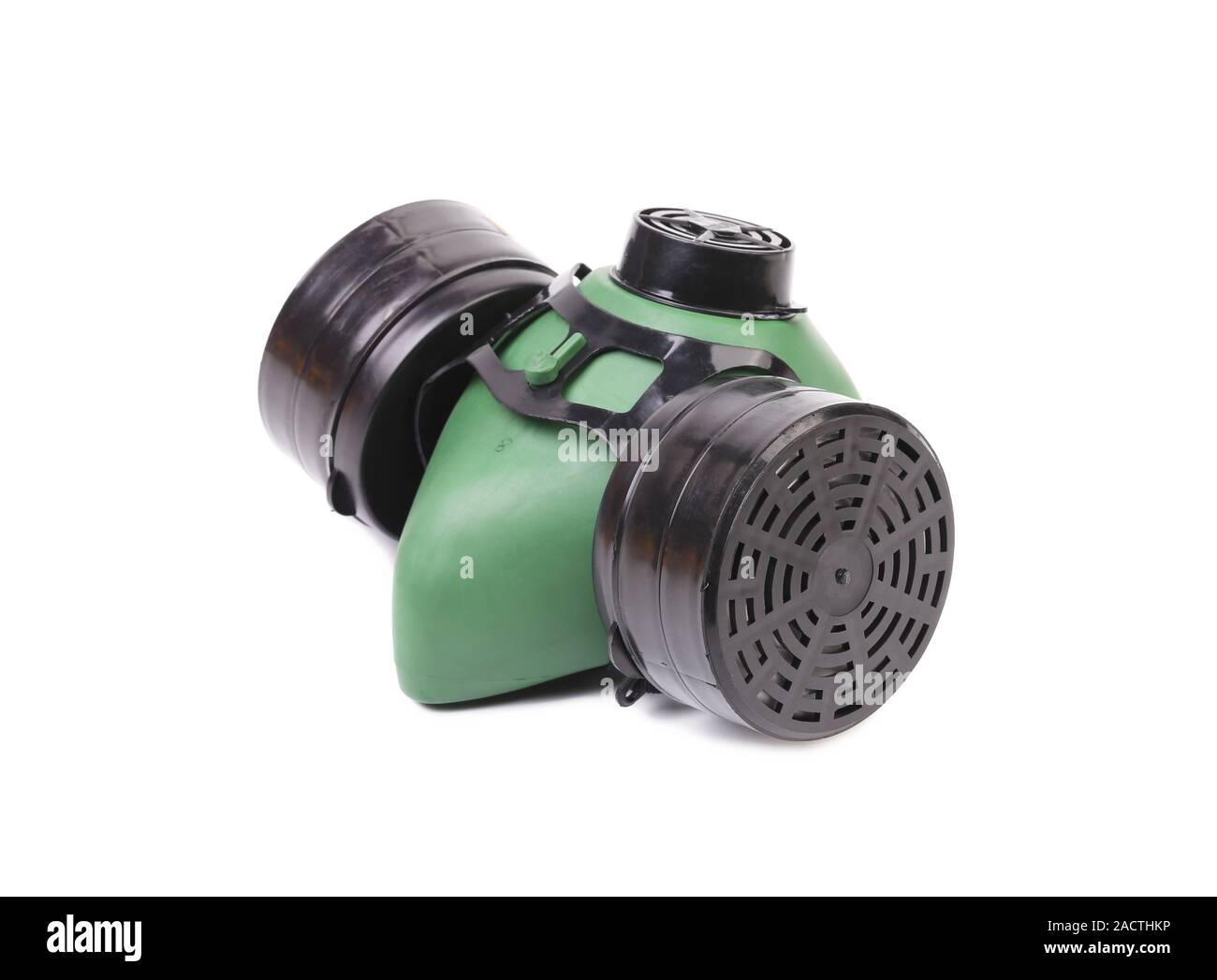 Side view of green gas mask Stock Photo - Alamy