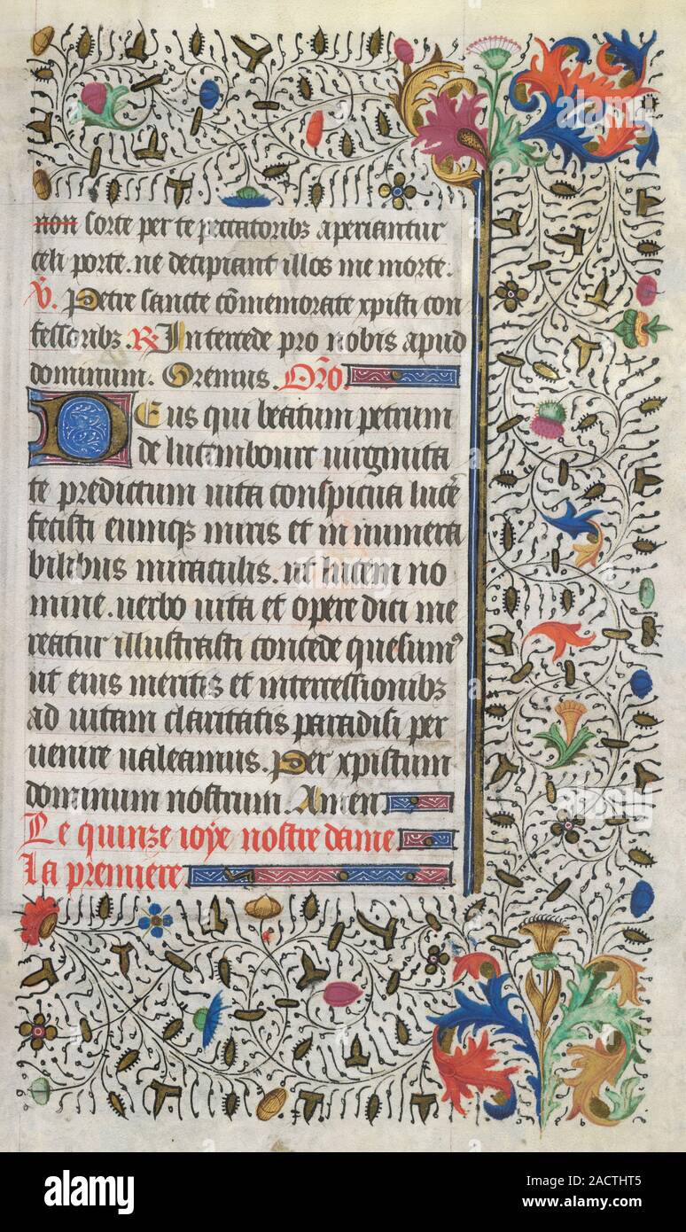 Text with decorated initial. Borders of floral decoration Stock Photo ...