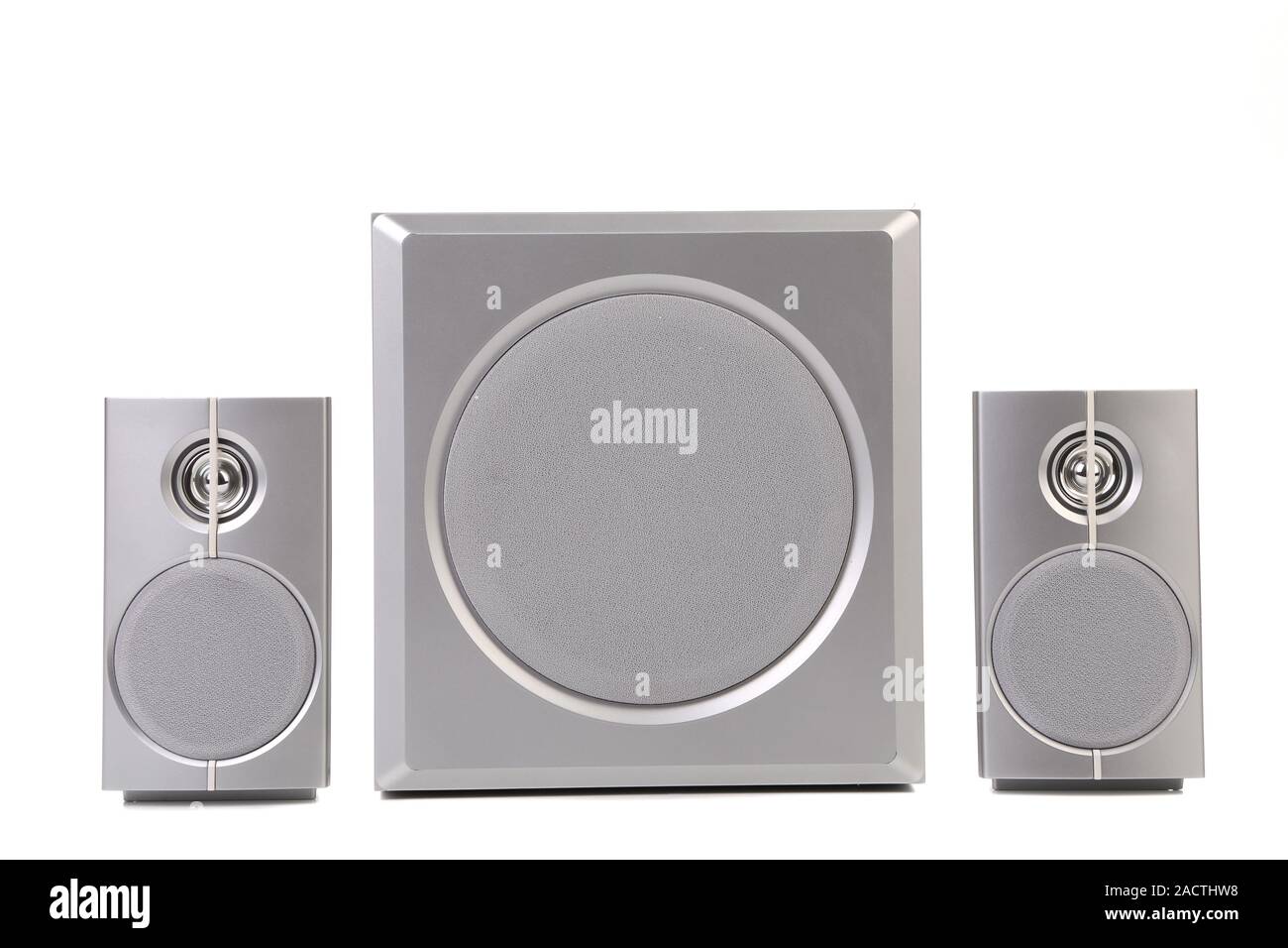 Set of gray sound speakers Stock Photo - Alamy