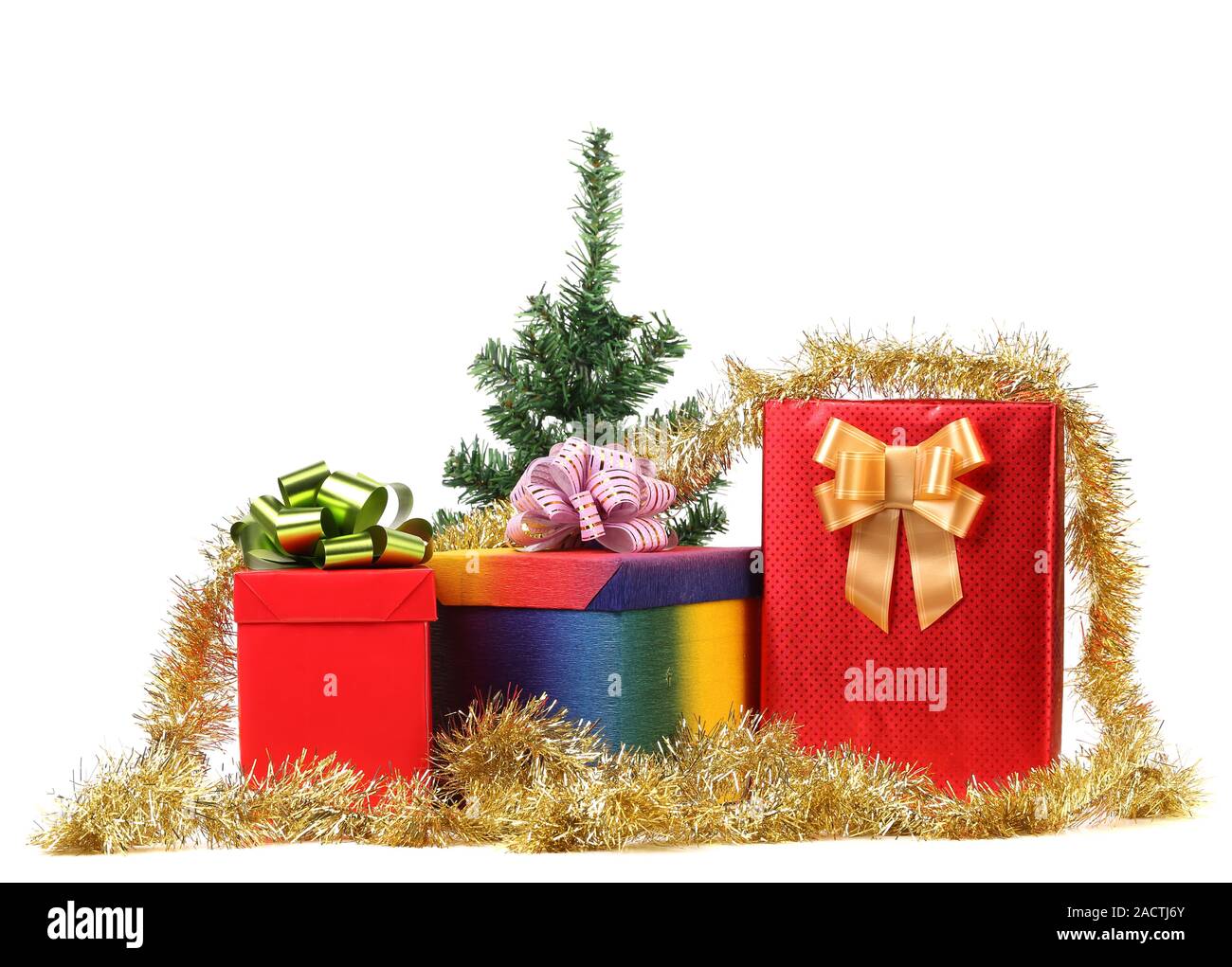 Christmas tree with present boxes Stock Photo - Alamy