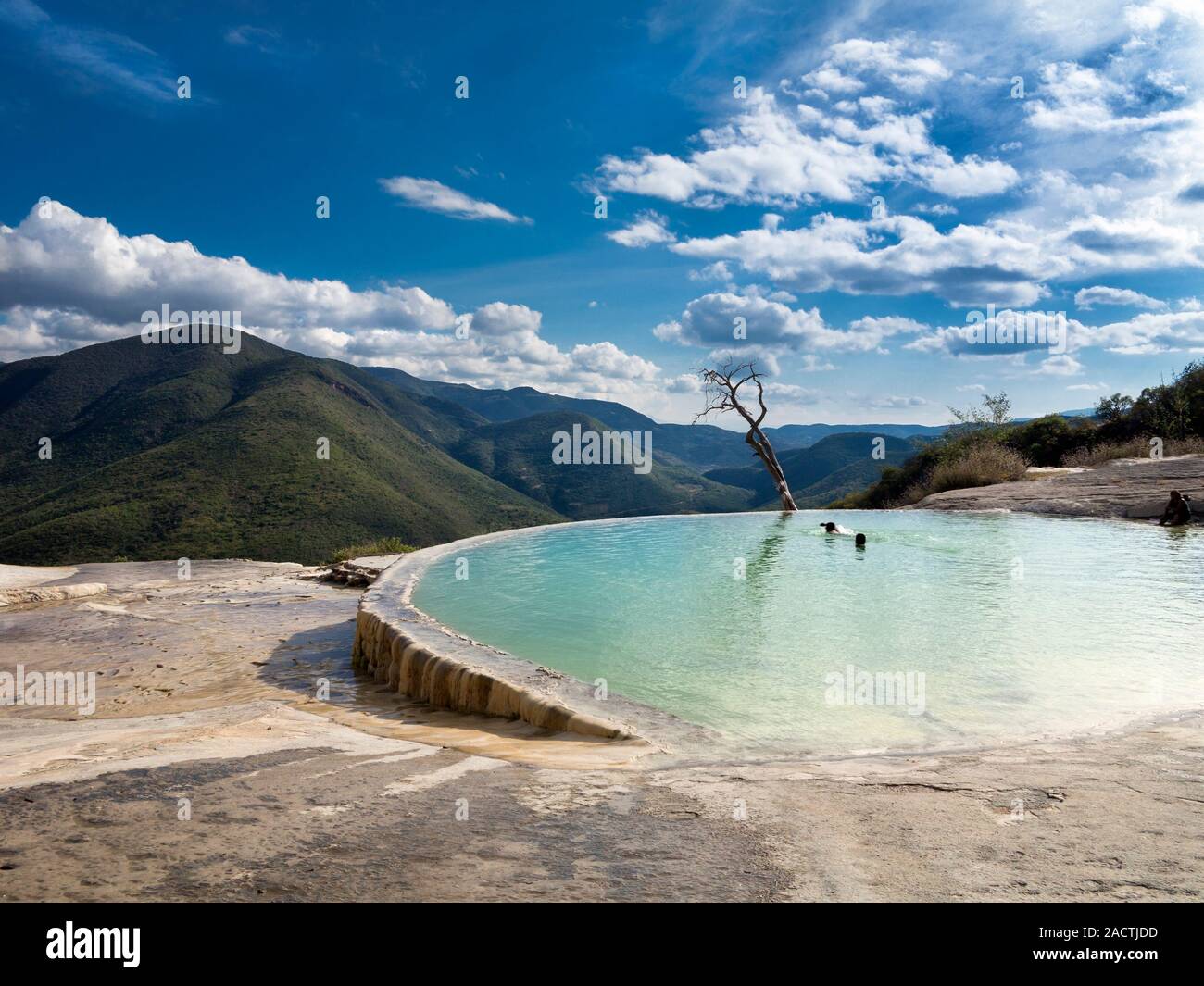 Geothermal pool, Hierve el Agua, Oaxaca state, Mexico. This site ...