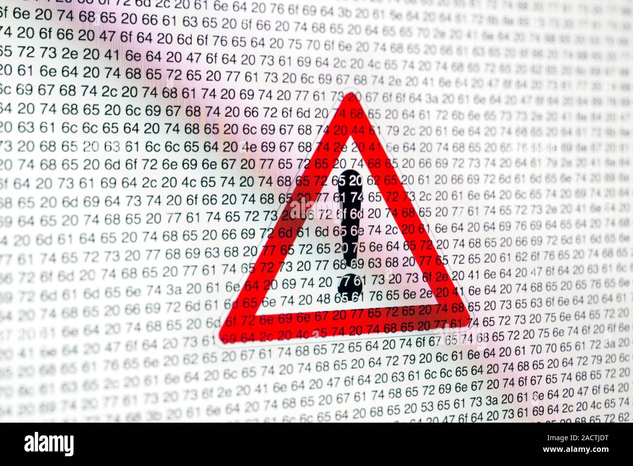 Warning sign and hexadecimal code, conceptual image Stock Photo - Alamy