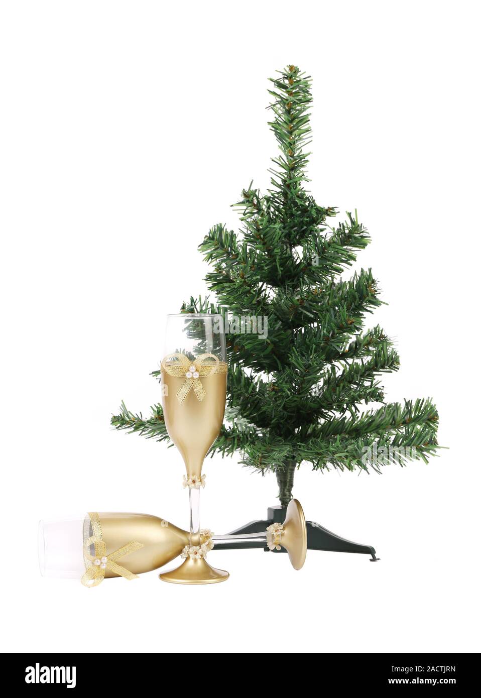 Christmas tree with champagne glasses Stock Photo - Alamy