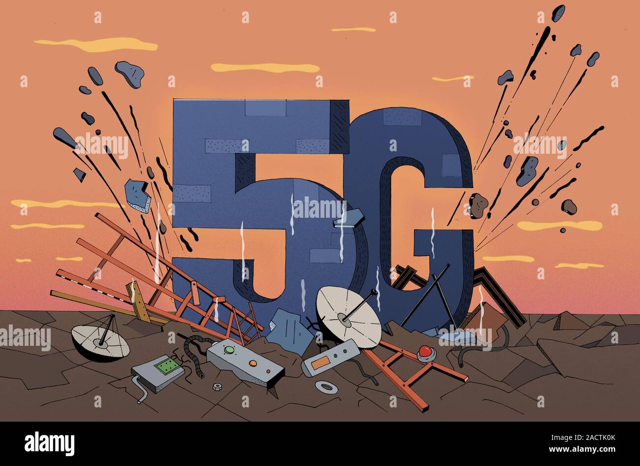 5G symbol destroying technology Stock Photo - Alamy