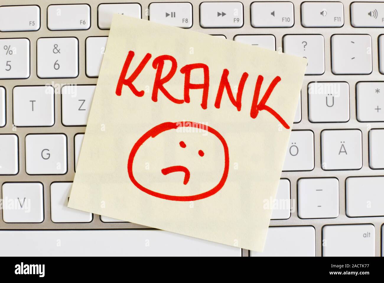 Note on Computer Keyboard: Sick Stock Photo - Alamy