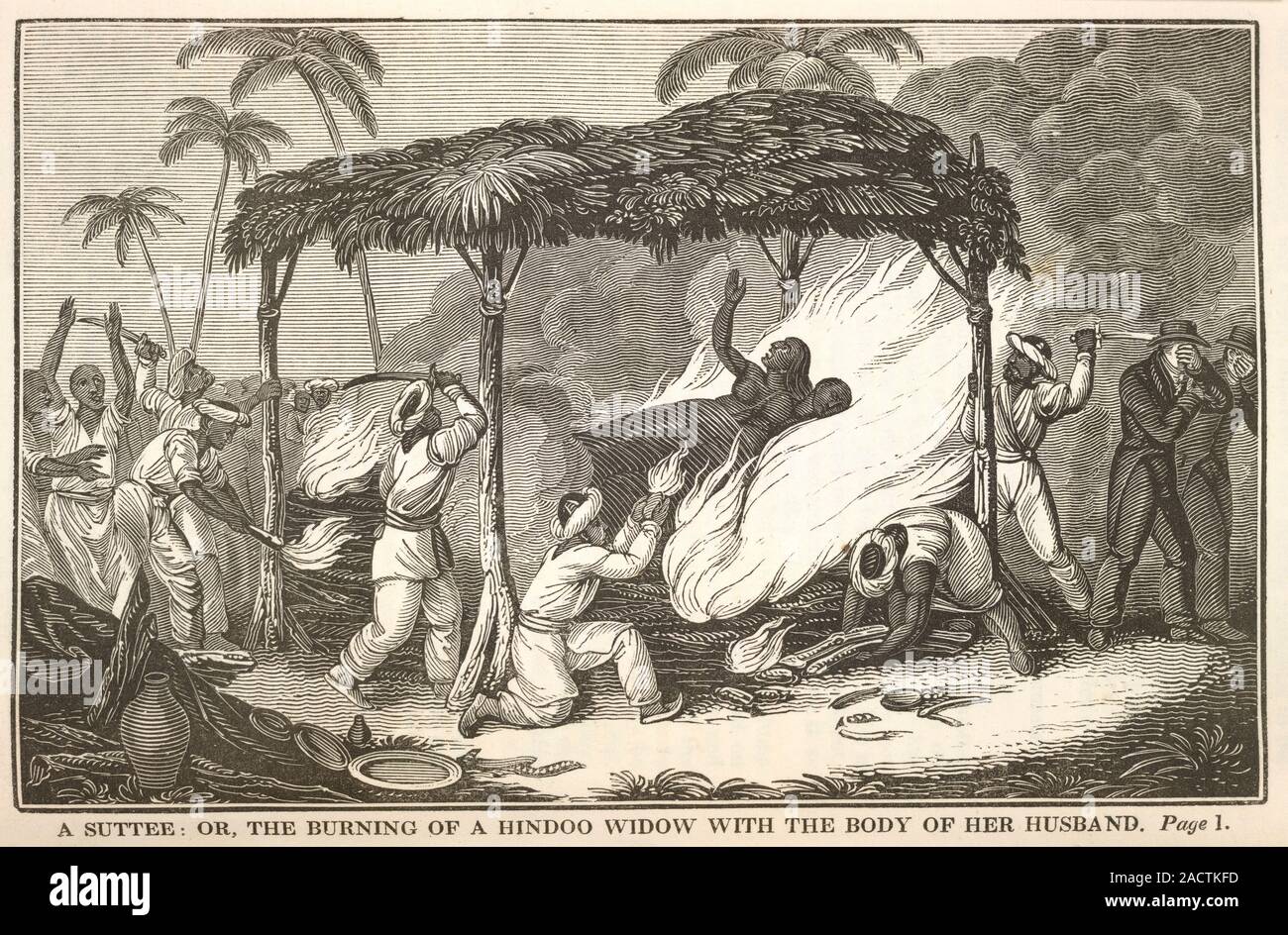 A drawing of an Indian Suttee Stock Photo - Alamy