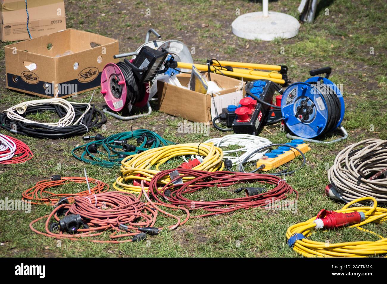 Wires and cables on a construction site Stock Photo - Alamy