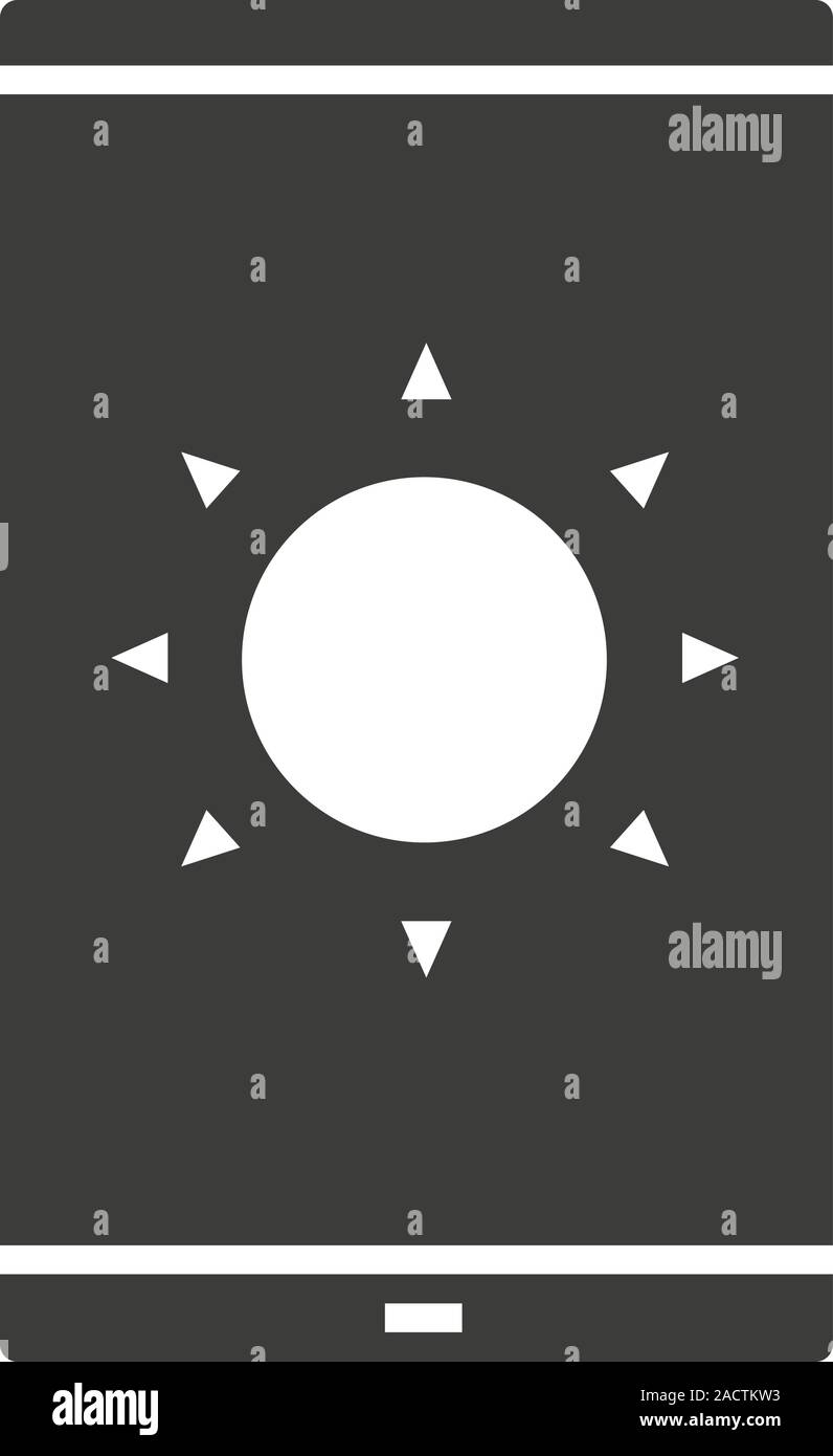 Smartphone solar charging icon. Silhouette symbol. Smart phone with sun ...