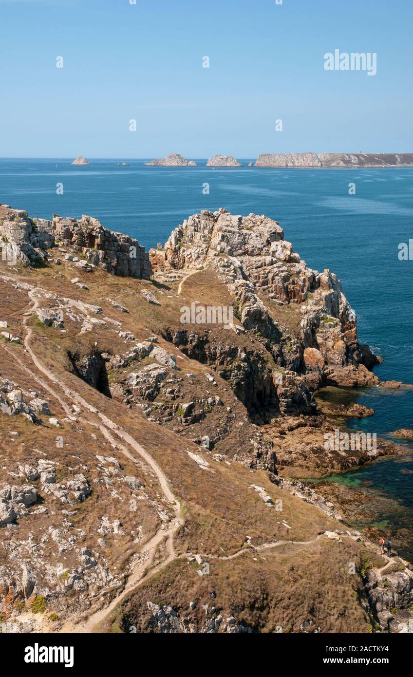 Ruins of castle at Pointe de Dinan, Armorique Regional National Park ...