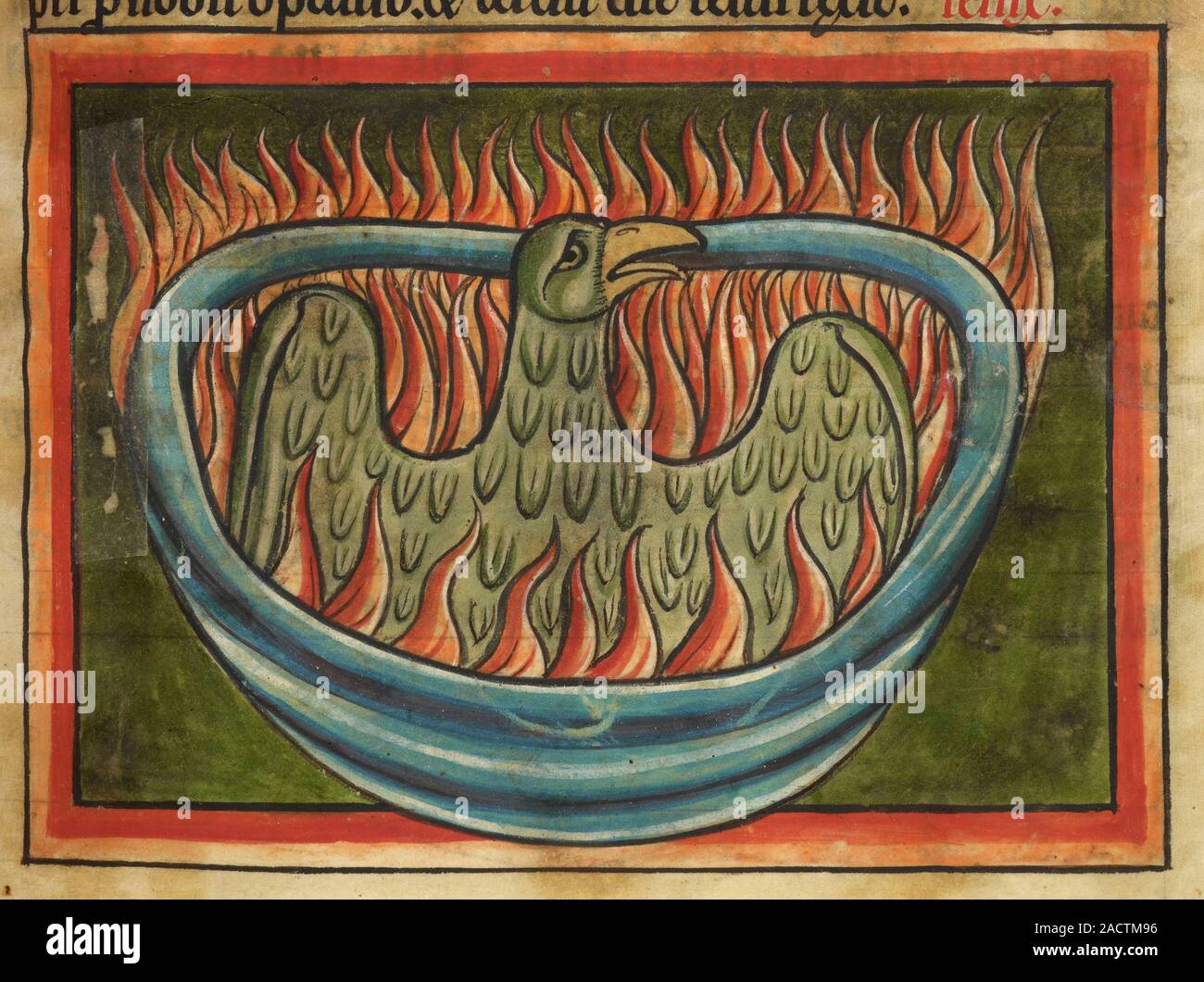 Phoenix on a funeral pyre, (Bottom miniature) A phoenix on a funeral ...