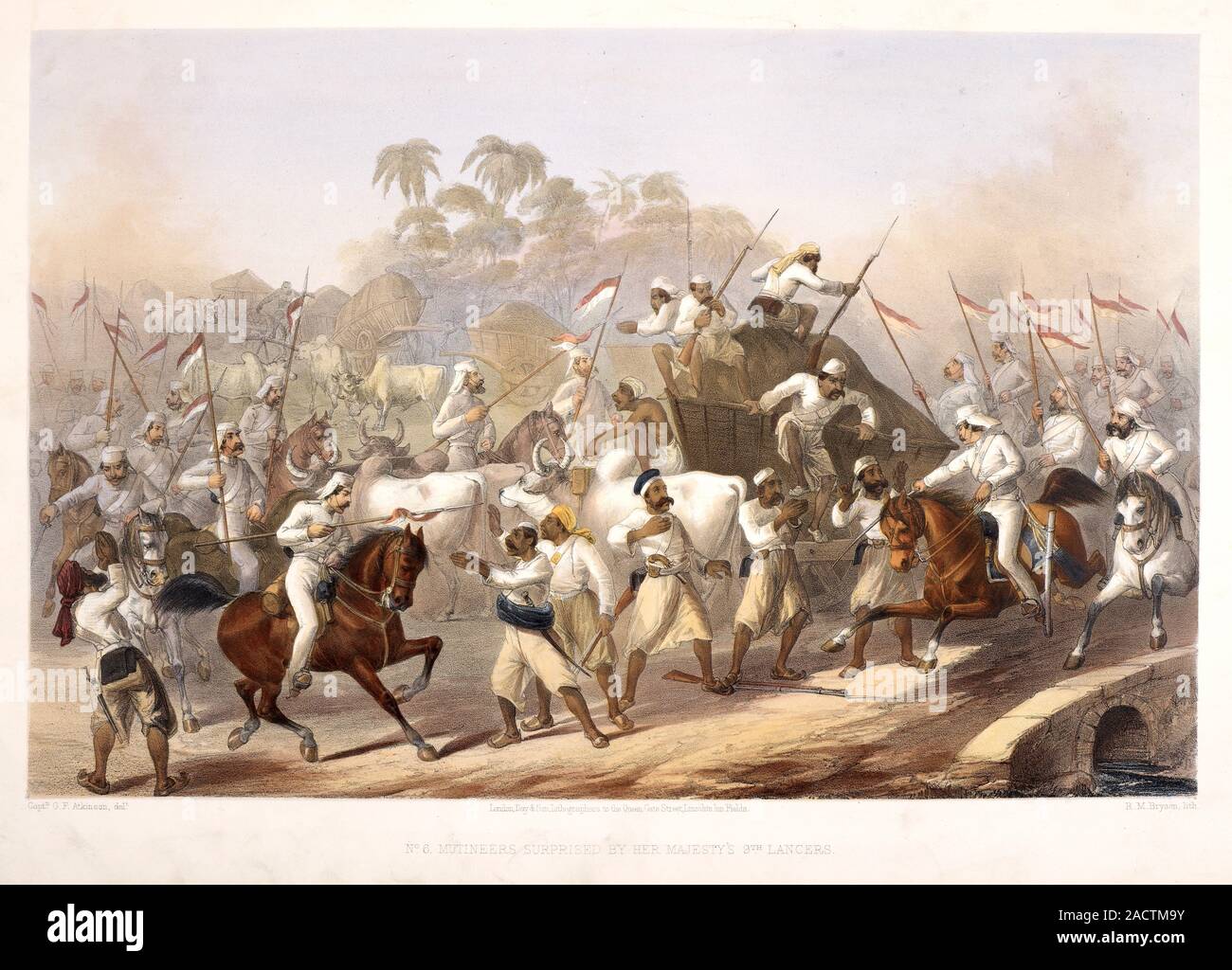 Mutineers surprised by her Majesty's 9th Lancers from the campaign in ...