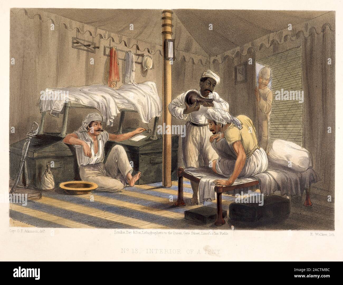 Interior of a tent from the campaign in India. Author George Francklin ...