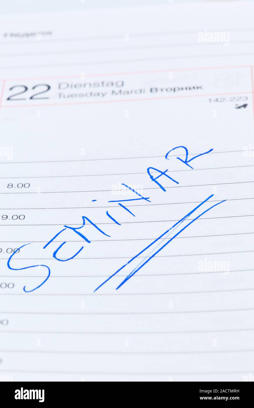 Calendar entry: Seminar Stock Photo - Alamy