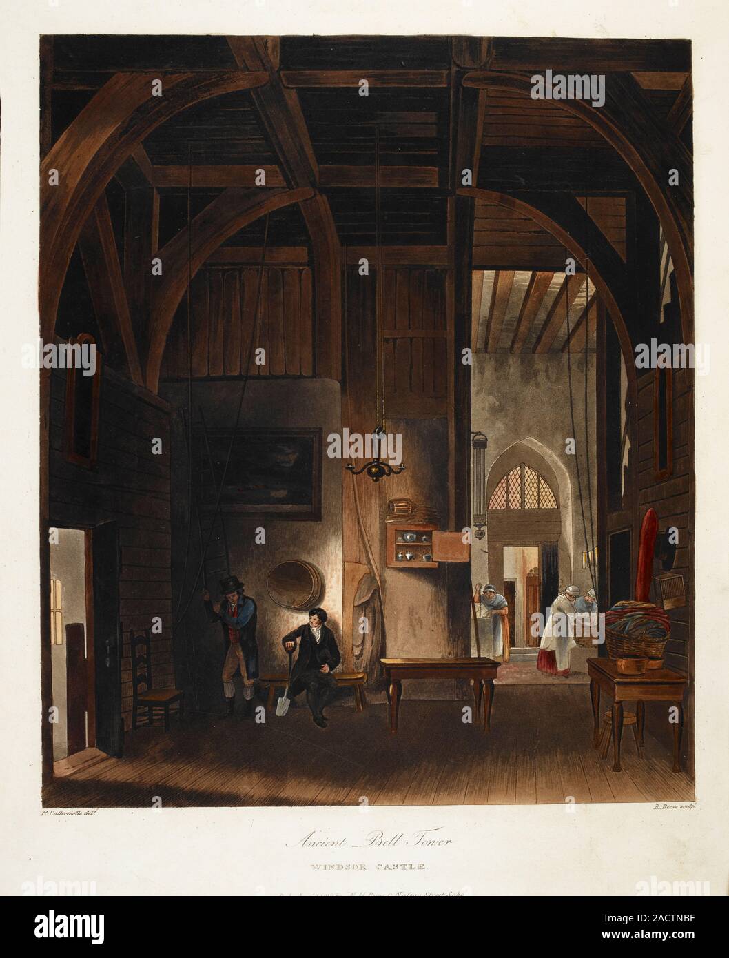 Ancient bell tower. Windsor castle, Colour illustration / plate. Author ...