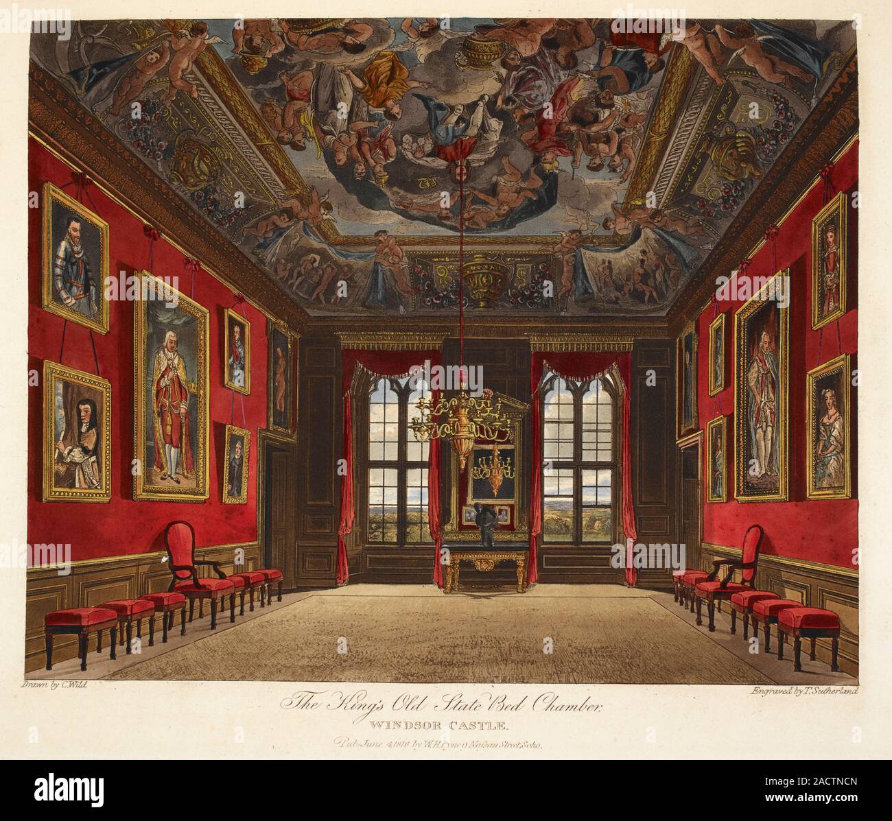 The King's old state bed chamber. Windsor castle, Colour illustration ...