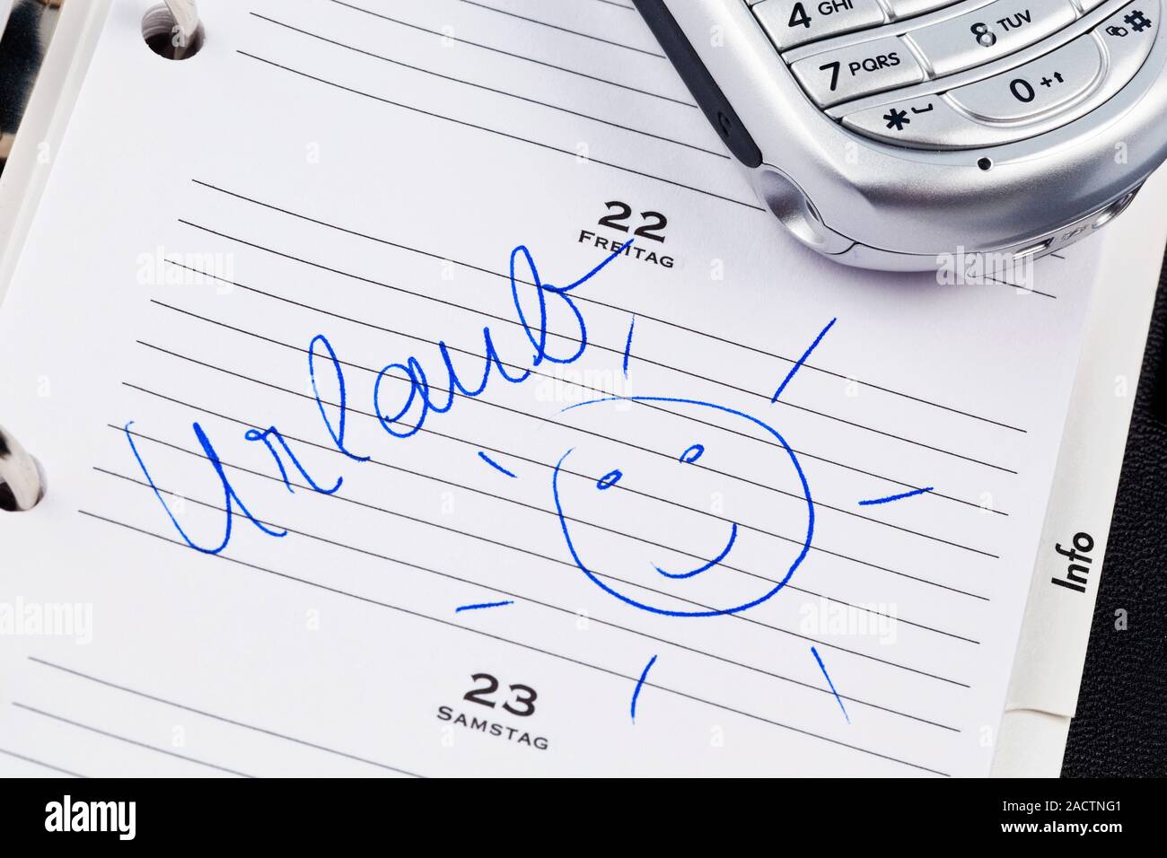 Entry in calendar: Vacation Stock Photo - Alamy