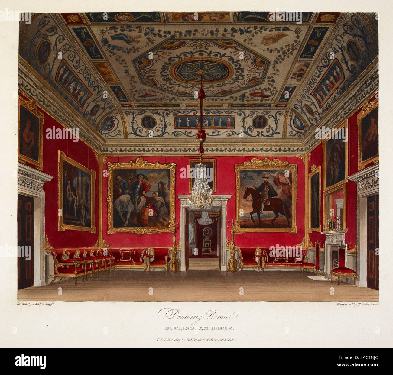Drawing room. Buckingham house, Colour illustration / plate. Author ...