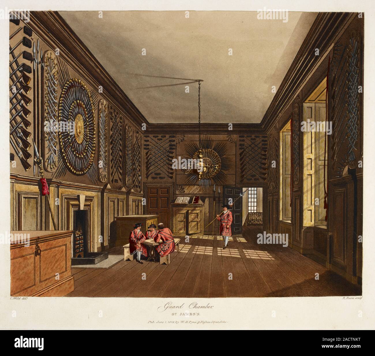 Guard chamber. St James's Palace, Colour illustration / plate. Author ...