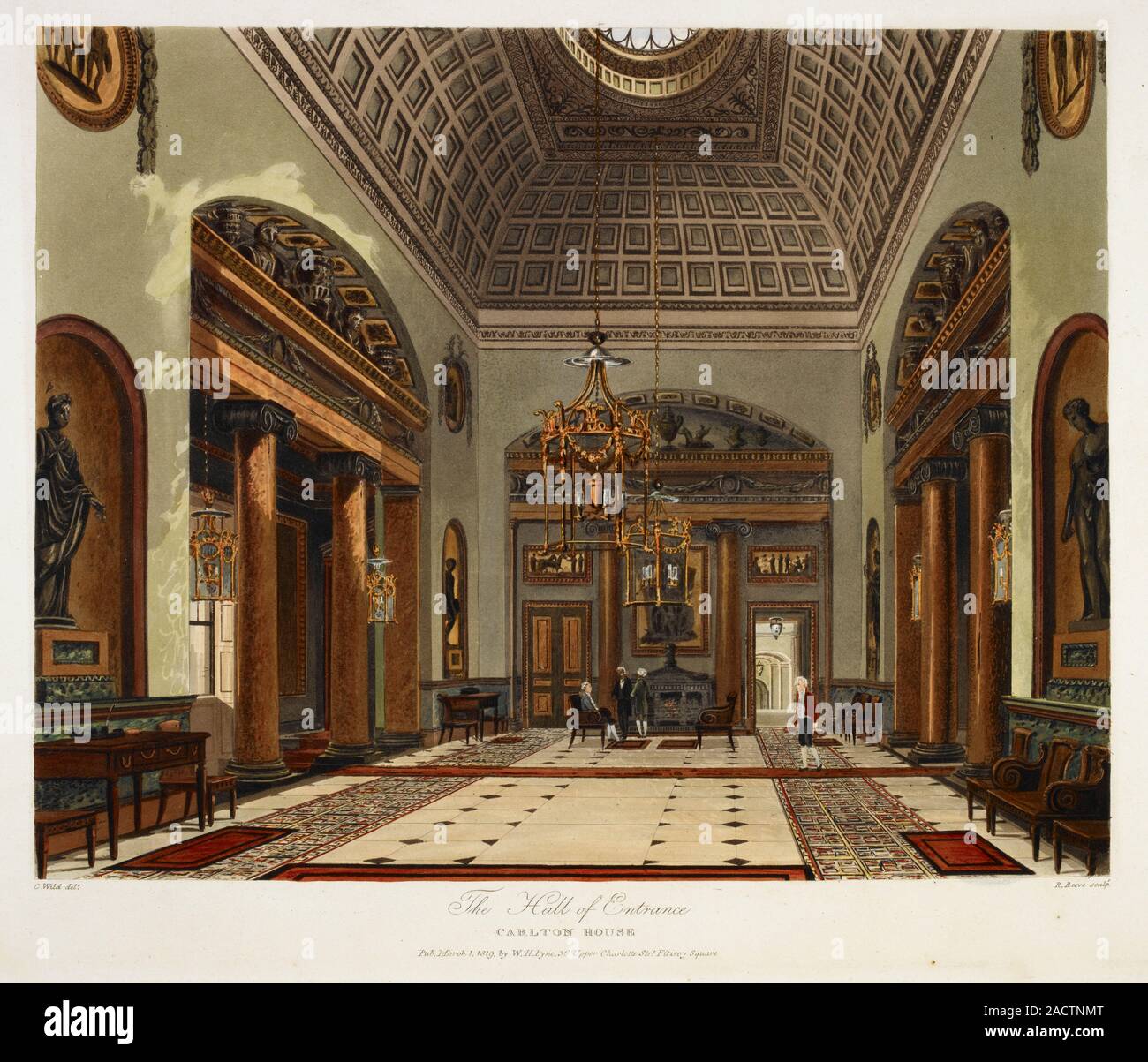 The hall of entrance at Carlton house, Colour illustration / plate ...