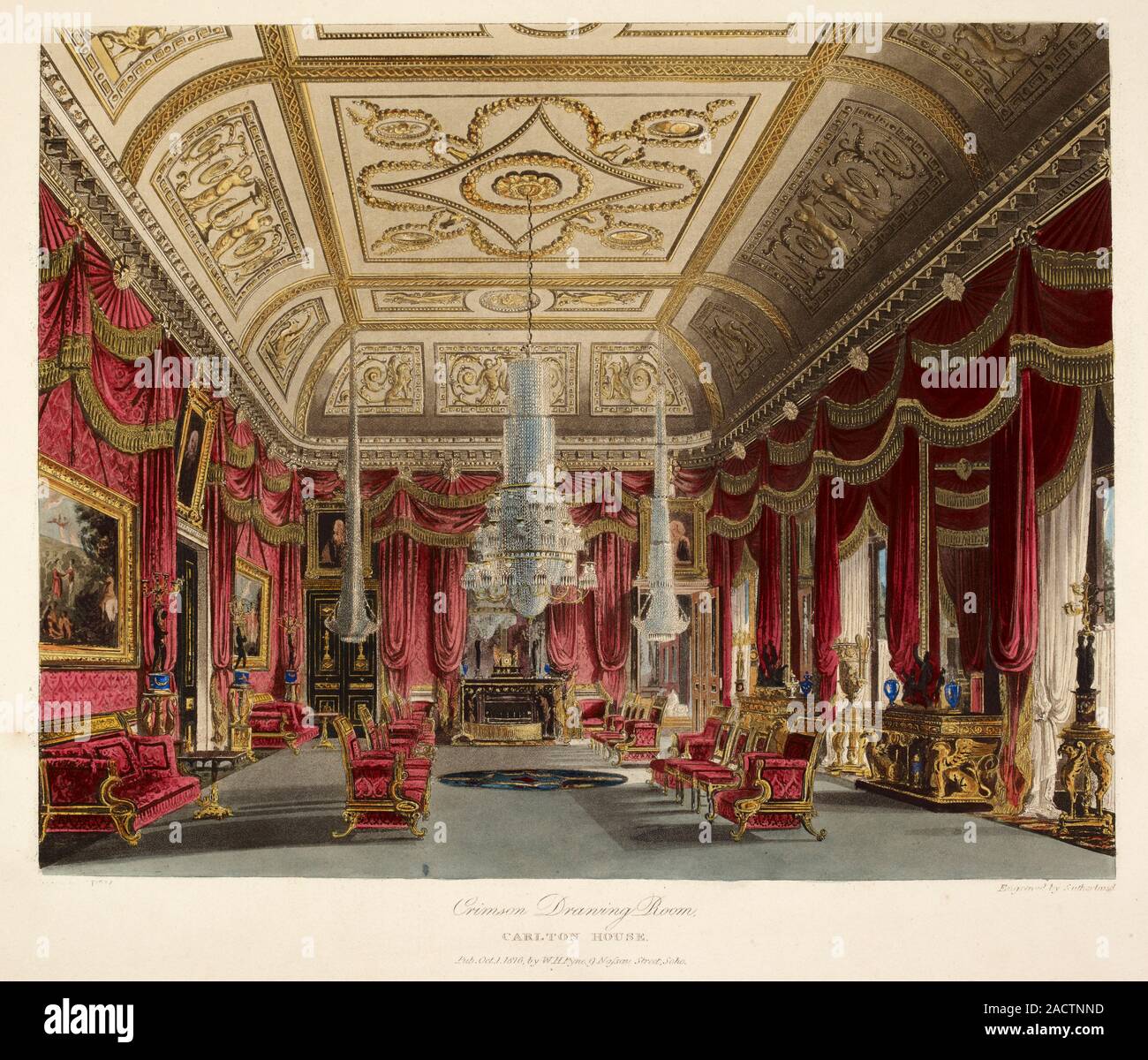Crimson drawing room at Carlton house, Colour illustration / plate ...