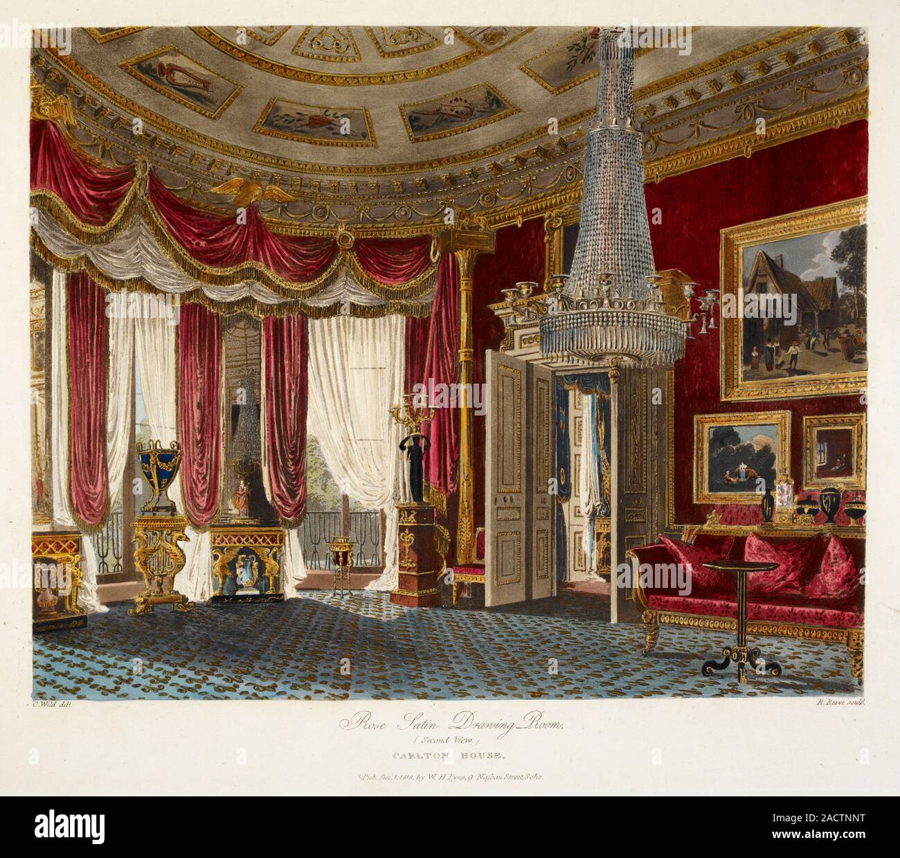Rose satin drawing room (second view) at Carlton house, Colour ...