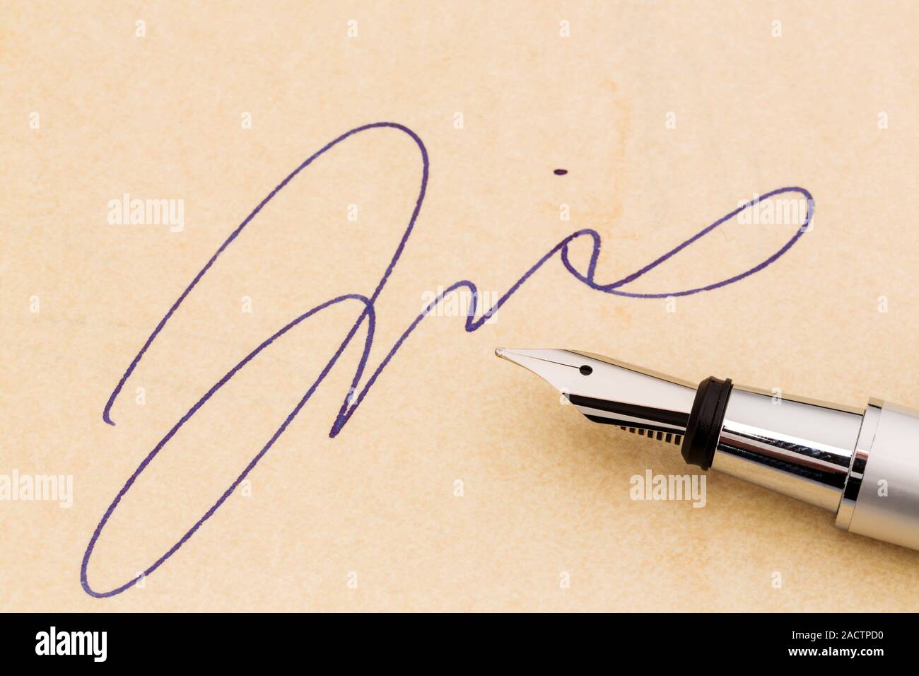 Signature and fountain pen Stock Photo - Alamy